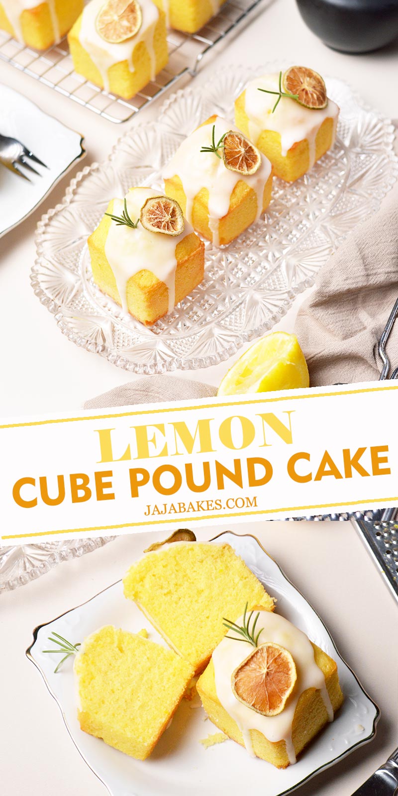 Lemon Cube Pound Cakes - Jaja Bakes - jajabakes.com