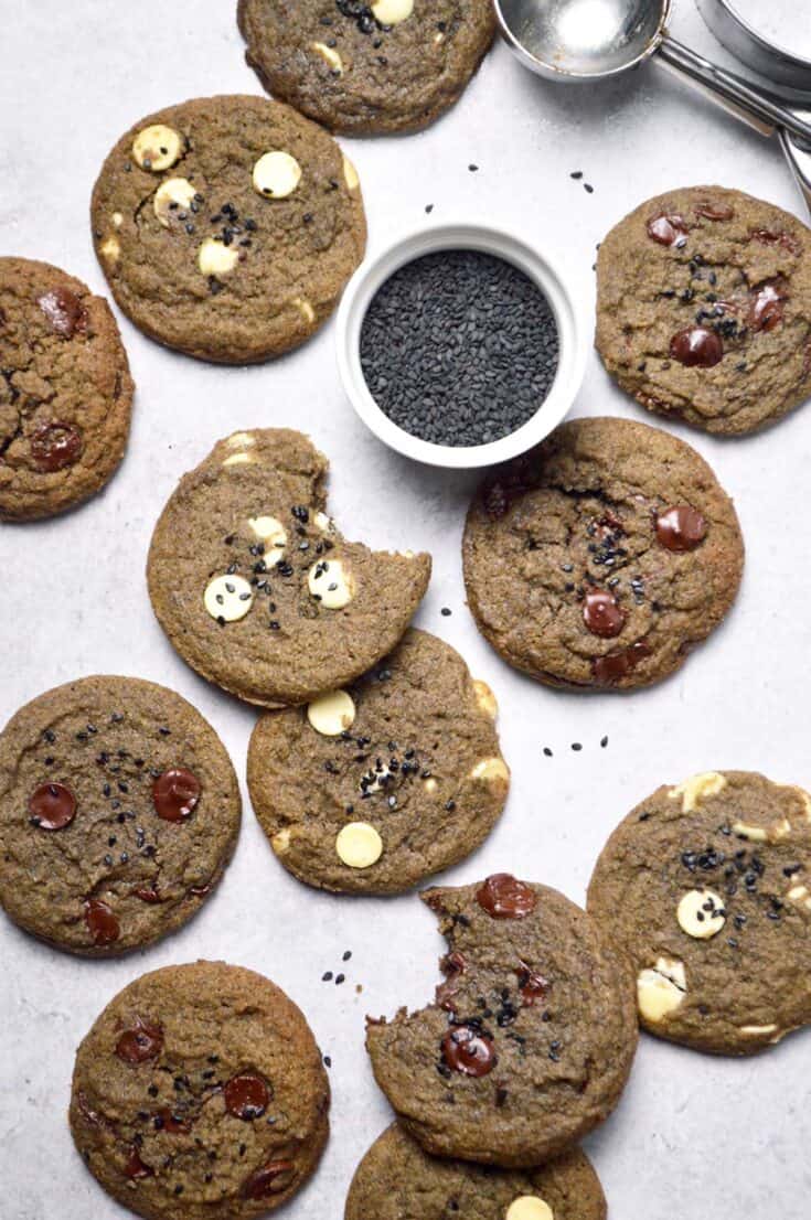 Black Sesame Chocolate Chip Cookies - Jaja Bakes