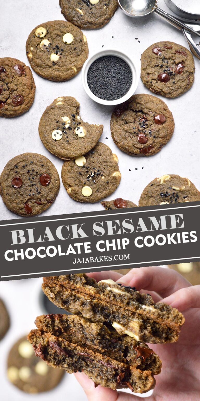 Black Sesame Chocolate Chip Cookies - Jaja Bakes