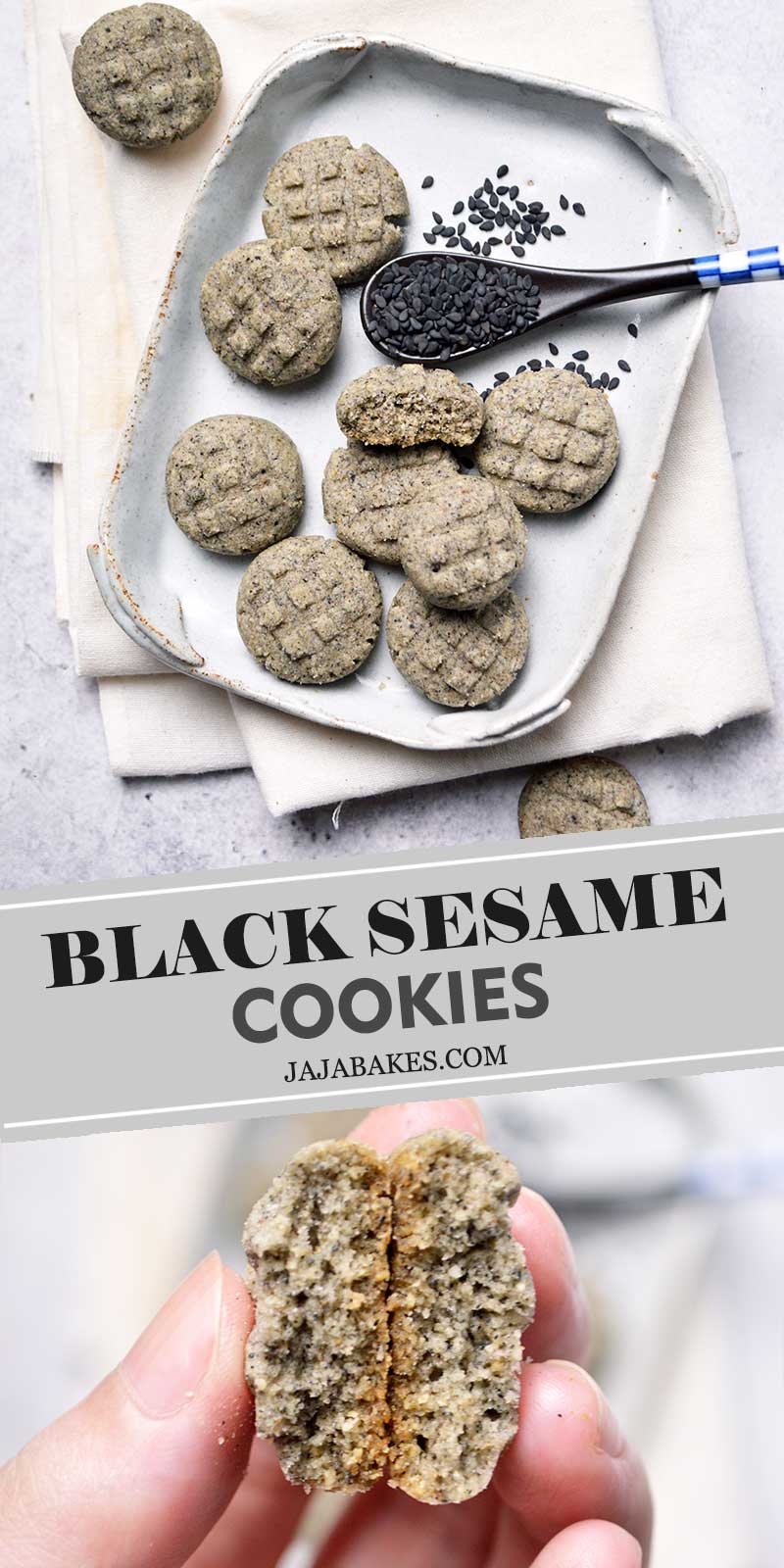 Black Sesame Cookies - Jaja Bakes - jajabakes.com