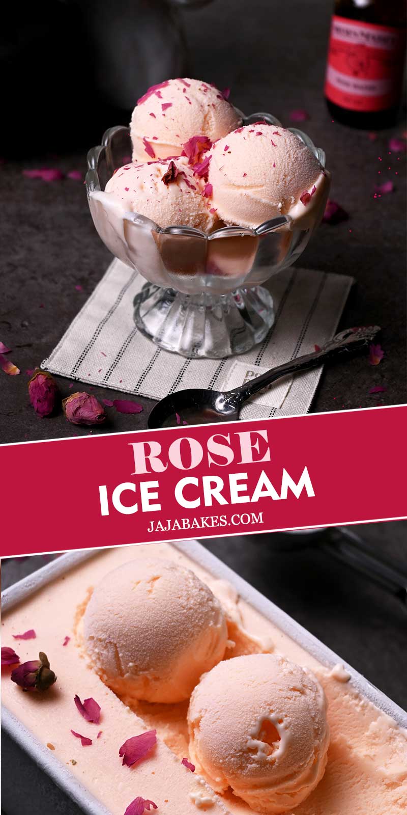 Rose Ice Cream - Jaja Bakes