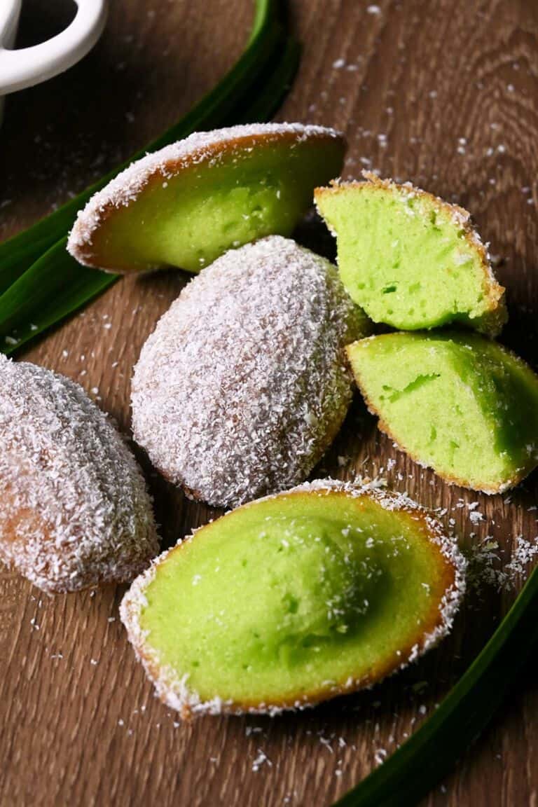 Pandan Coconut Madeleines - Jaja Bakes