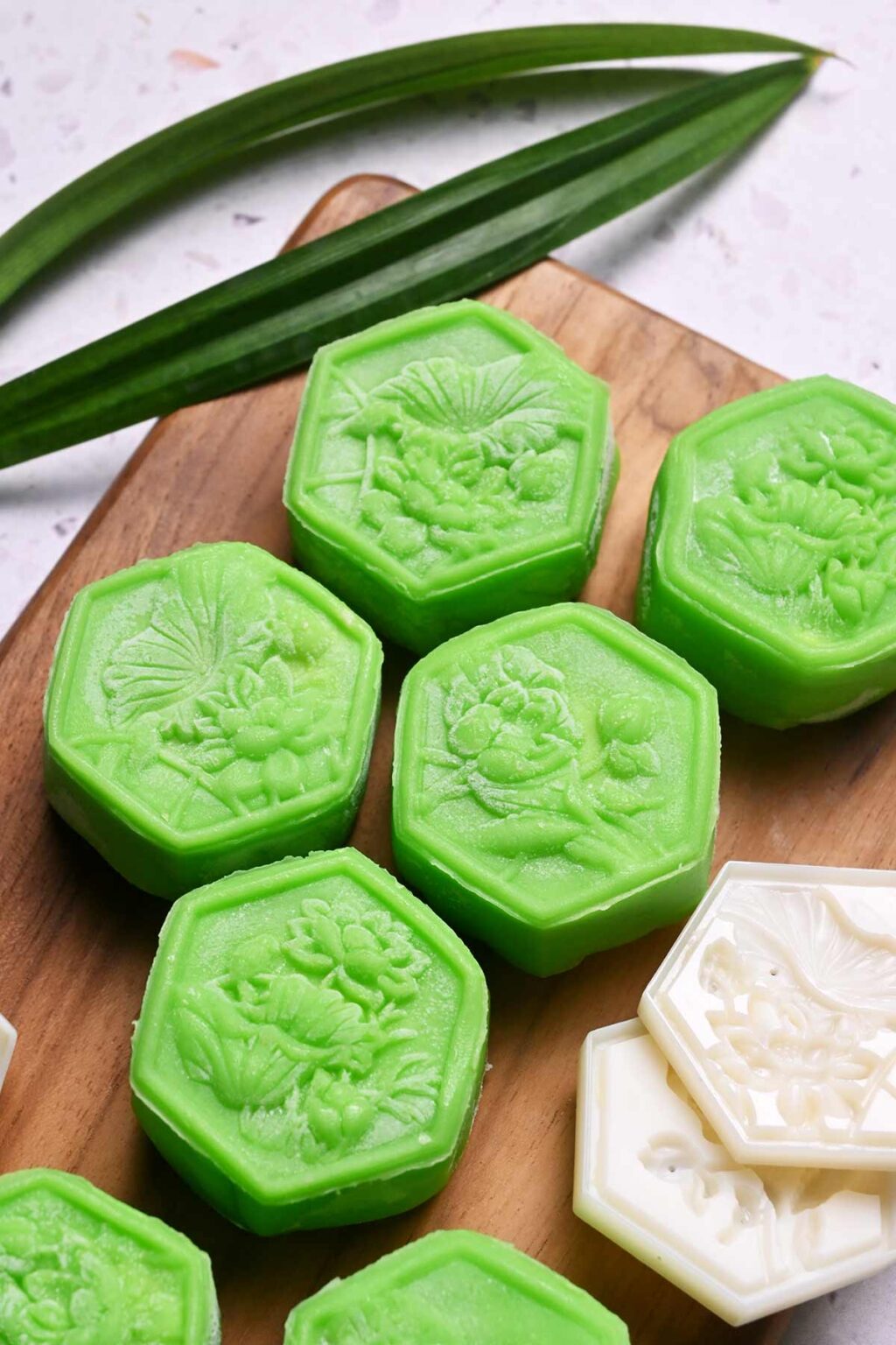 Durian Pandan Snow Skin Mooncakes - Jaja Bakes
