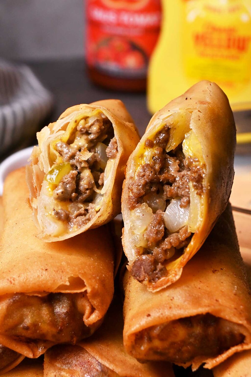 Cheeseburger Spring Rolls - Jaja Bakes