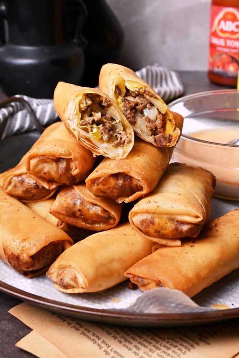 Cheeseburger Spring Rolls - Jaja Bakes