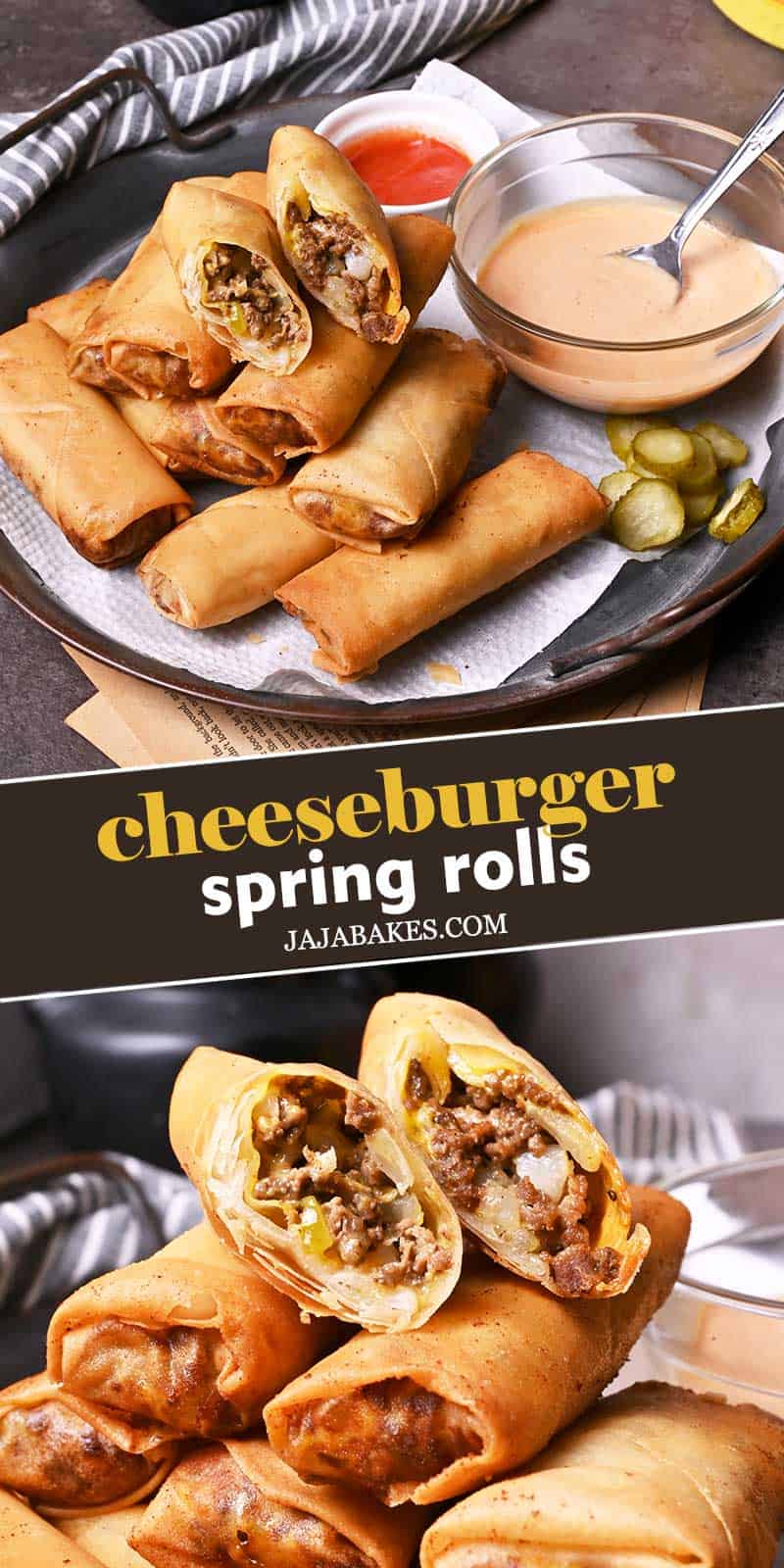 Cheeseburger Spring Rolls - Jaja Bakes