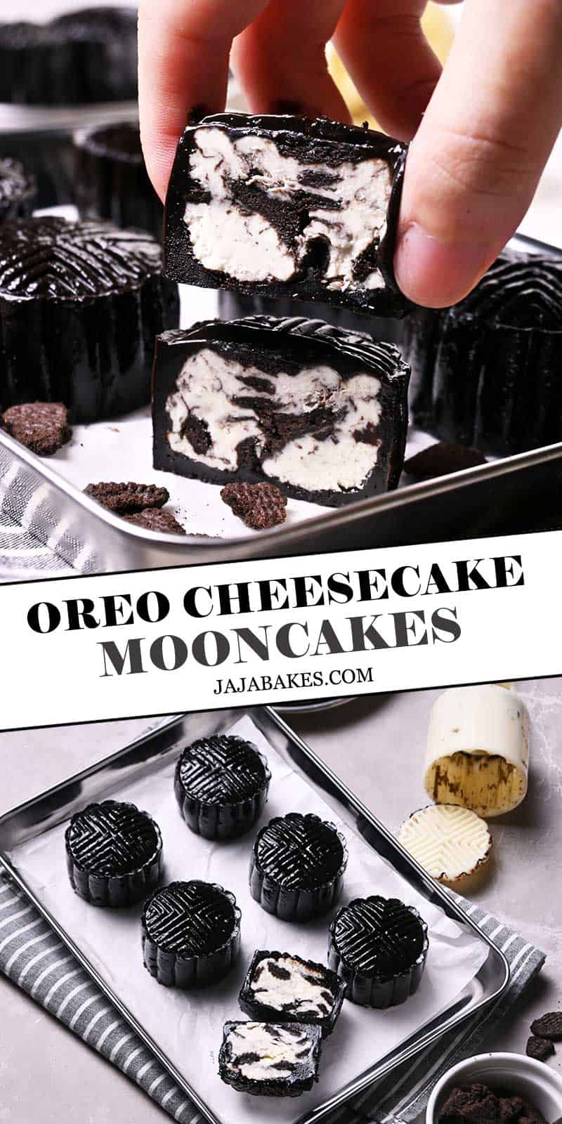 Oreo Cheesecake Mooncakes - Jaja Bakes
