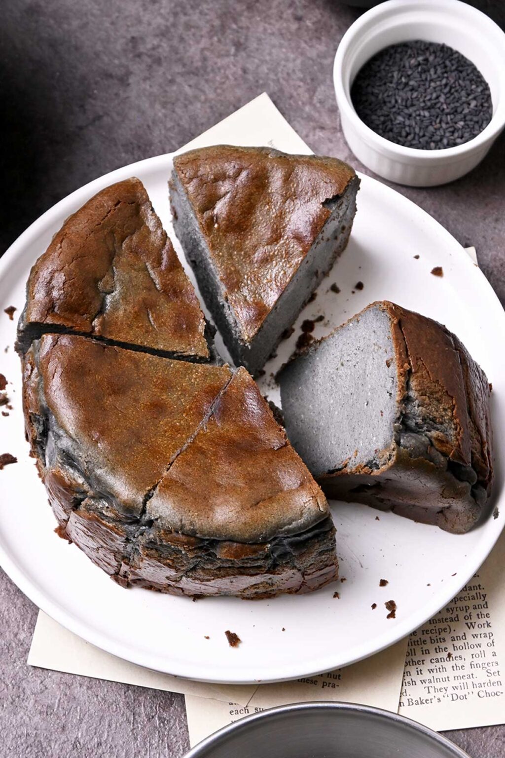 Black Sesame Basque Cheesecake - Jaja Bakes